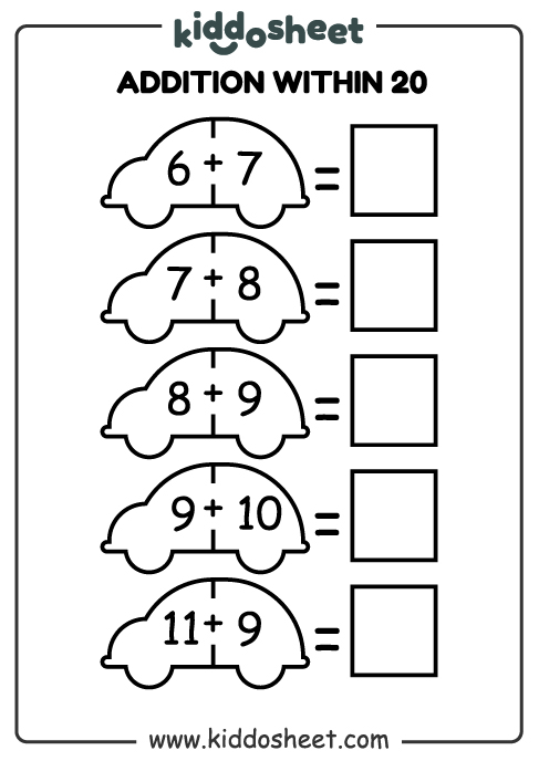 Addition Within 20 Printable Worksheet Files Kiddosheet