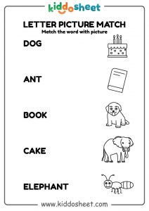 Letter Picture Match – Free Printable Worksheet - Kiddosheet