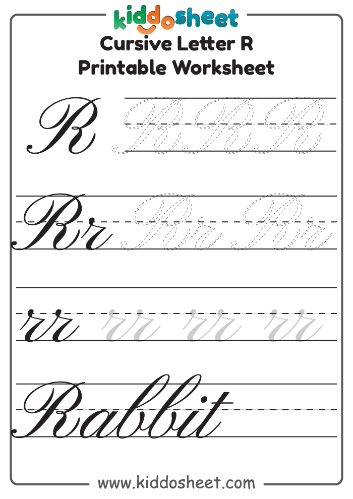 Cursive Of R Letter Worksheets Printable Kiddosheet